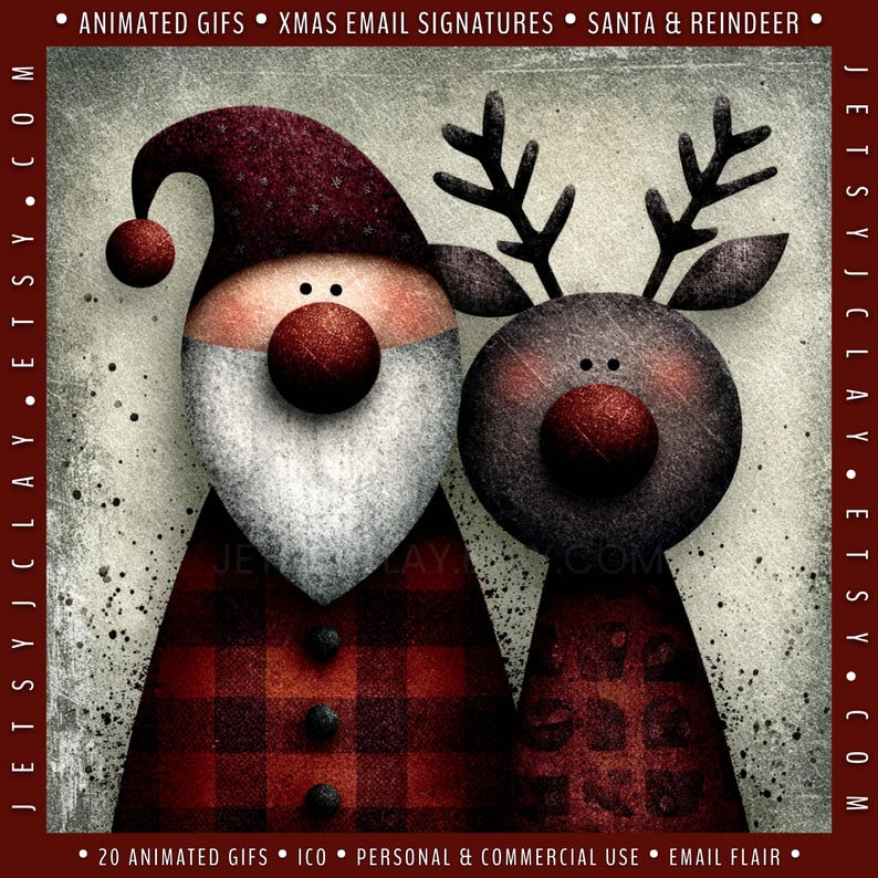 Whimsical Santa Rudolph Animated GIF Bundle, Christmas Email Signature ...