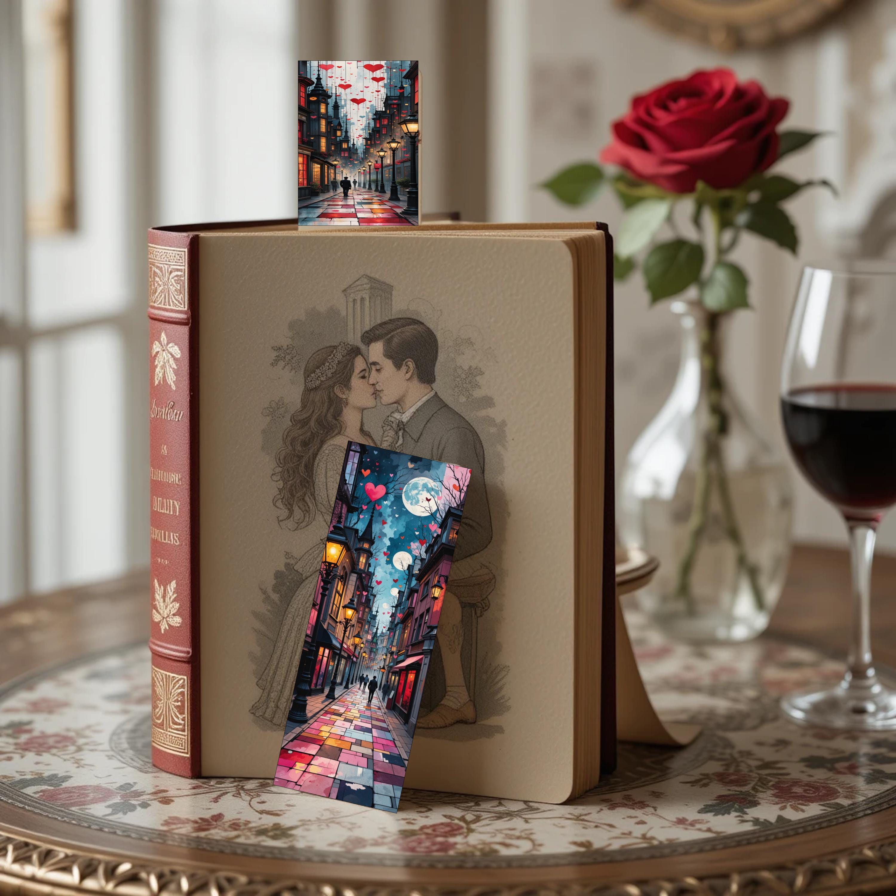 2"x6" Printable Bookmarks | Cubist Watercolor Valentines Bookmarks | 12 ...