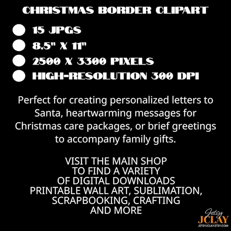 Christmas Border Clipart, Holiday Clipart, Printable Border, Santa and ...