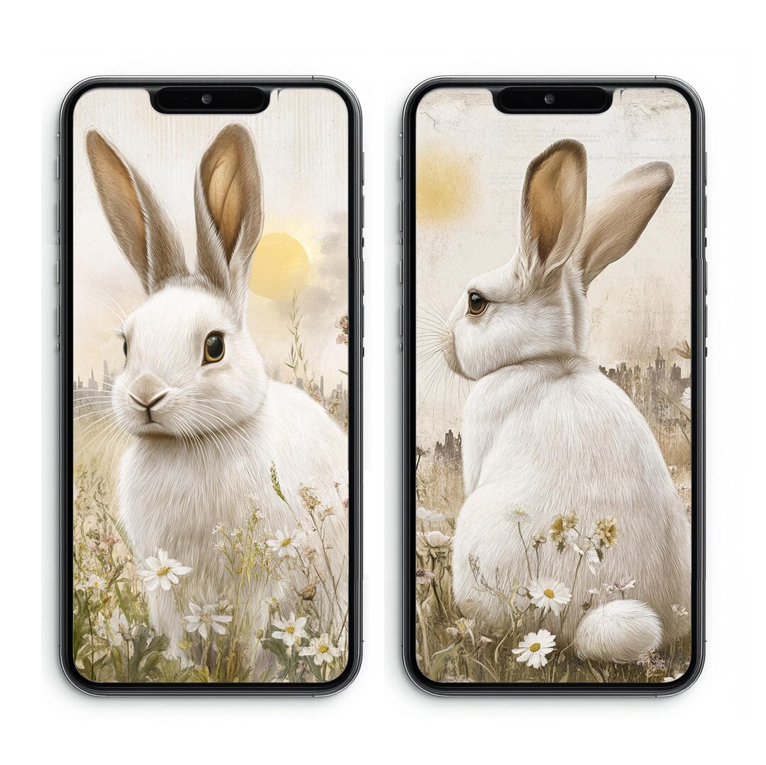 Vintage Easter Bunny iPhone Wallpaper Set | Cottagecore Florals | Home ...