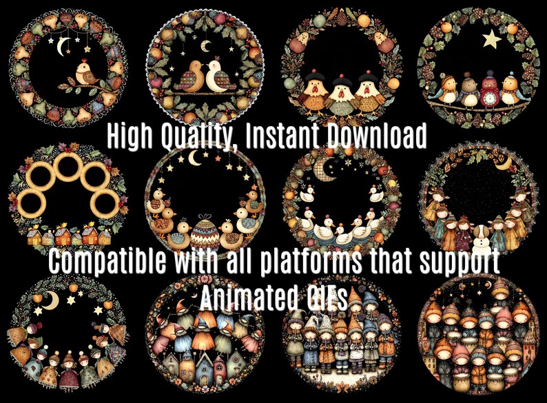 12 Days of Christmas Animated Gifs - Festive Looping Clips - Etsy
