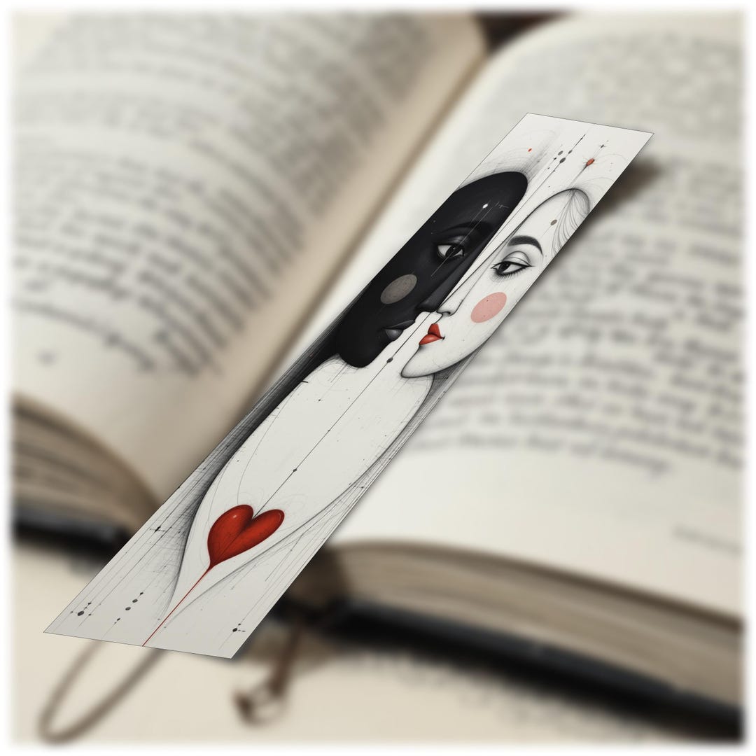 1 2x6 Printable Bookmark Black & White Abstract Faces 1 JPG Picasso ...