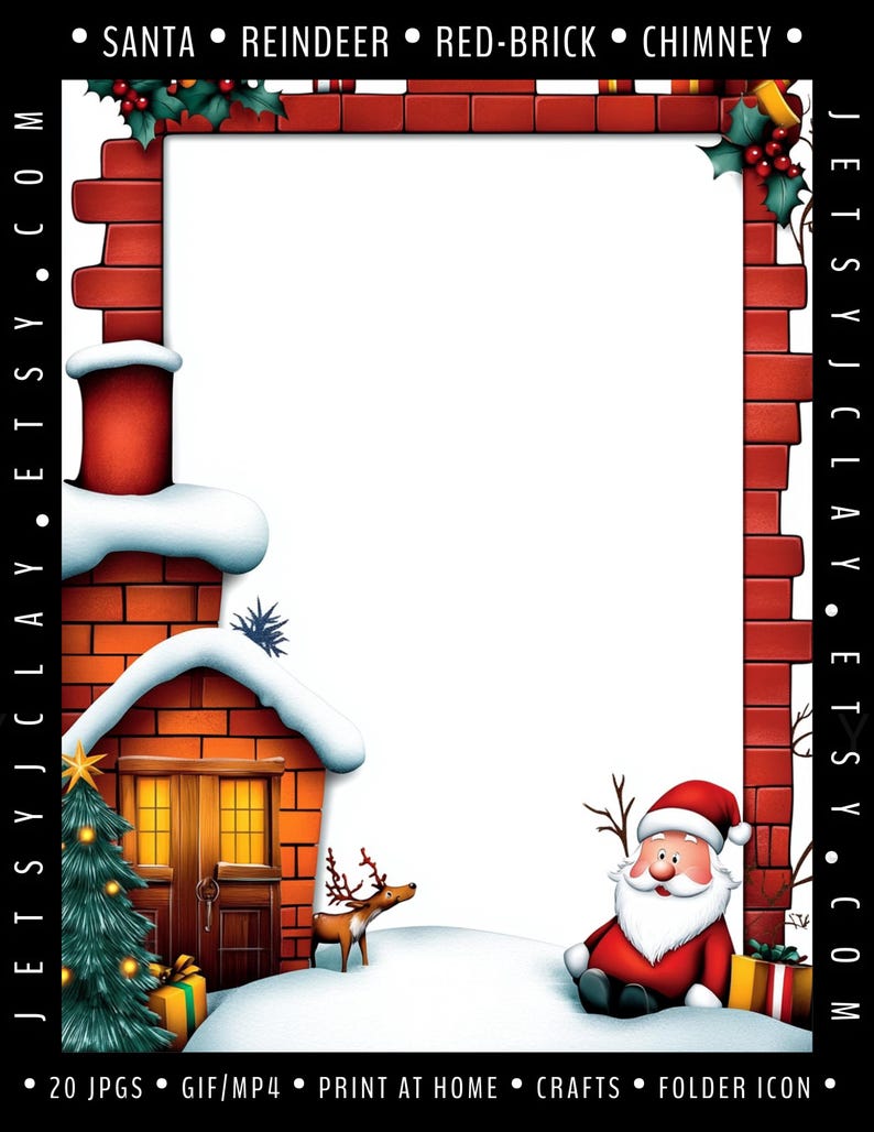 Decorative Digital Papers for Holiday Greetings, Letters to Santa, and ...