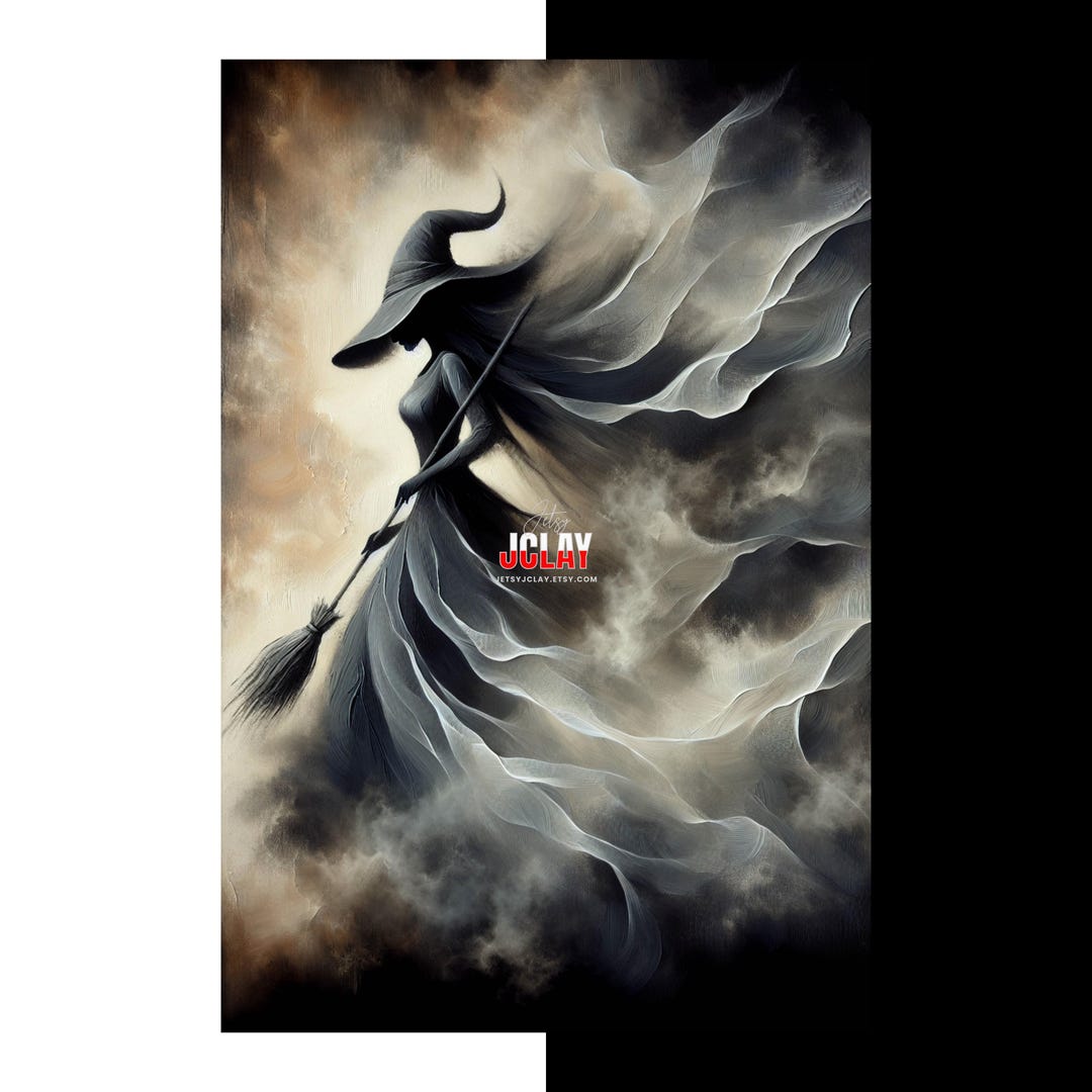 Abstract Halloween Witch Printable, Printable Wall Art, Bewitching ...