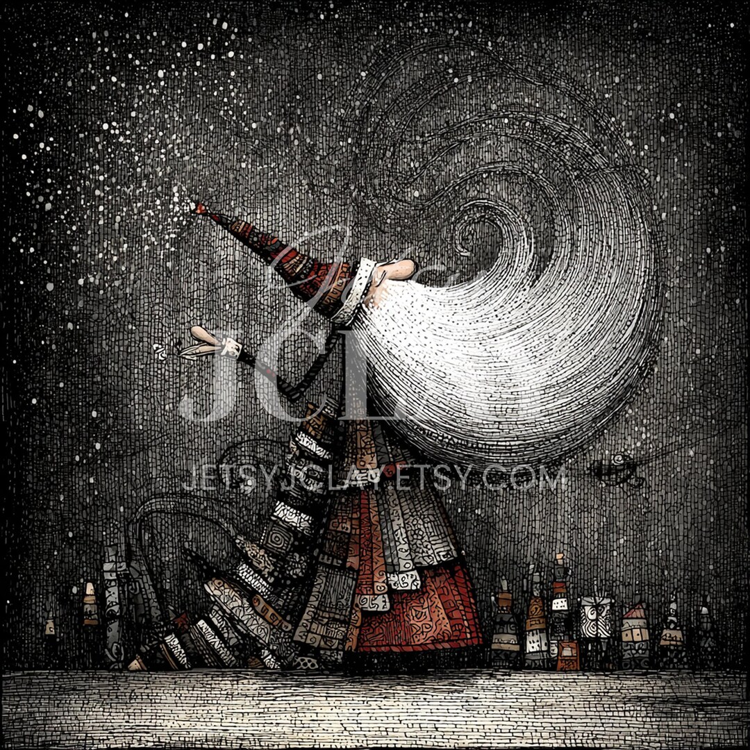 Gothic Whimsical Santa Clipart, Dark Fantasy Christmas Art, Surreal ...
