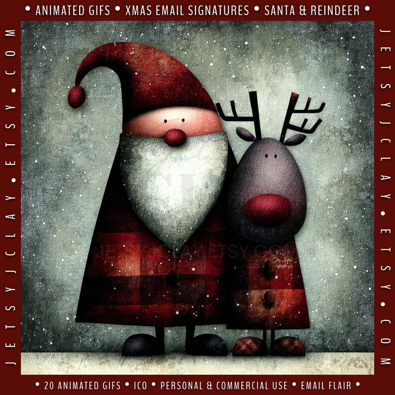Whimsical Santa Rudolph Animated GIF Bundle, Christmas Email Signature ...