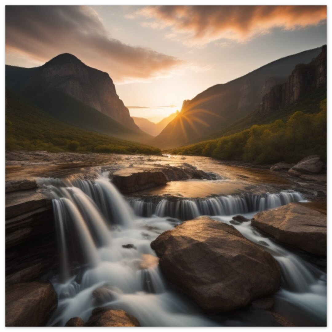 Waterfall Landscape Poster V1 - Etsy