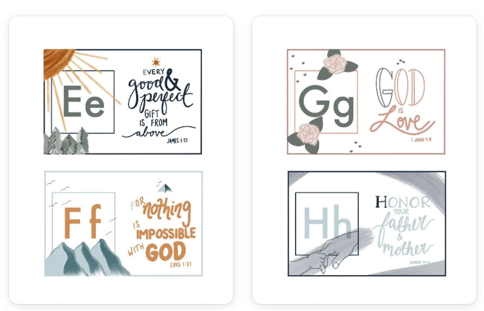 Bible Verse Card ABC Memory Verse Cards Printable Scripture Verse Card ...