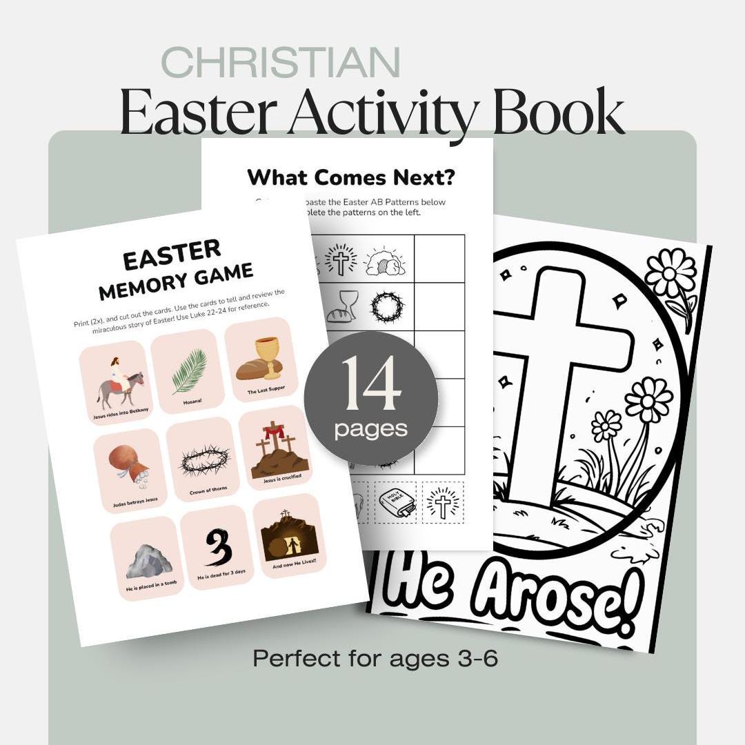 Easter Activity Book Christian Printable Preschool Religious Easter ...