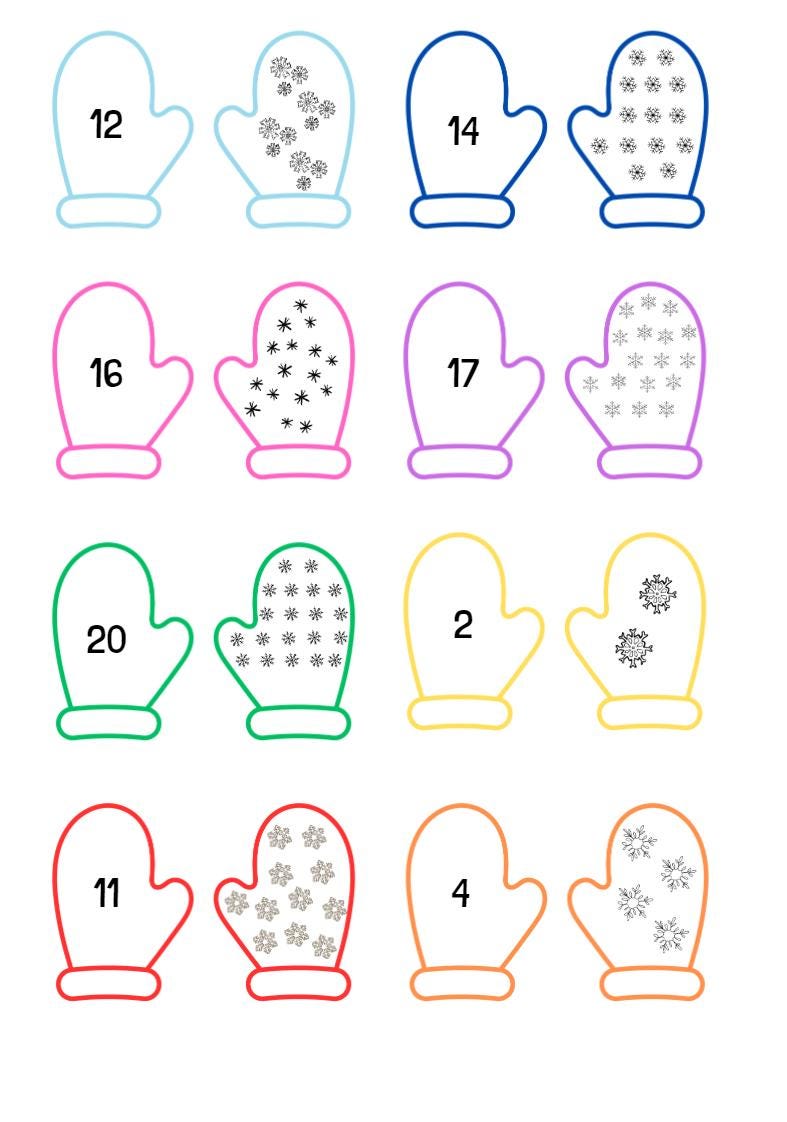 Matching Game Preschool Winter Printable Counting Game Printable Prek ...