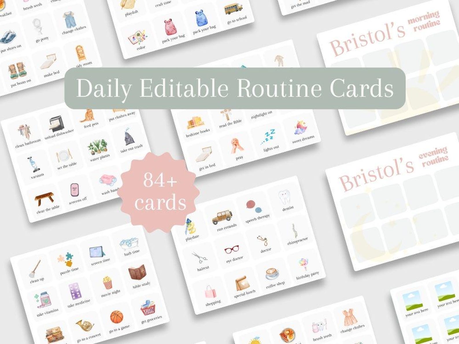 Daily Routine Cards Printable Visual Schedule Toddler Routine Chart for ...