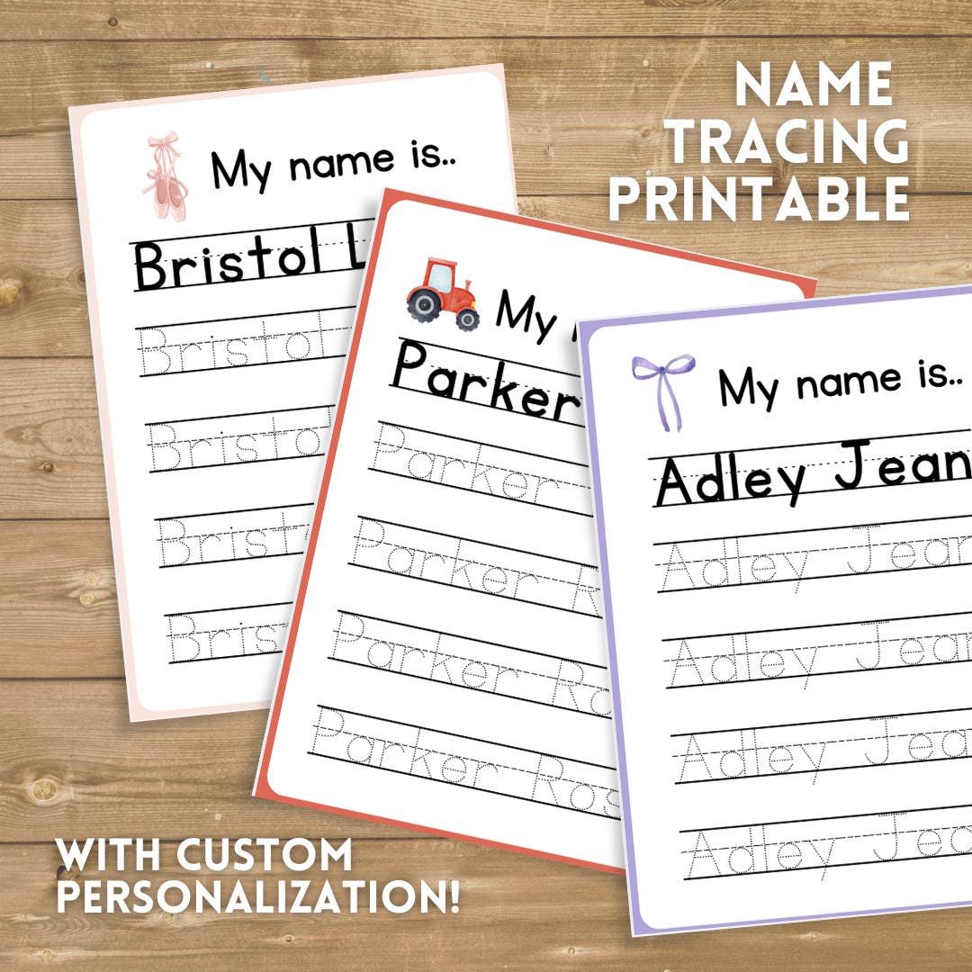 Custom Name Tracing Preschool Name Trace Your Name Personalized Name ...