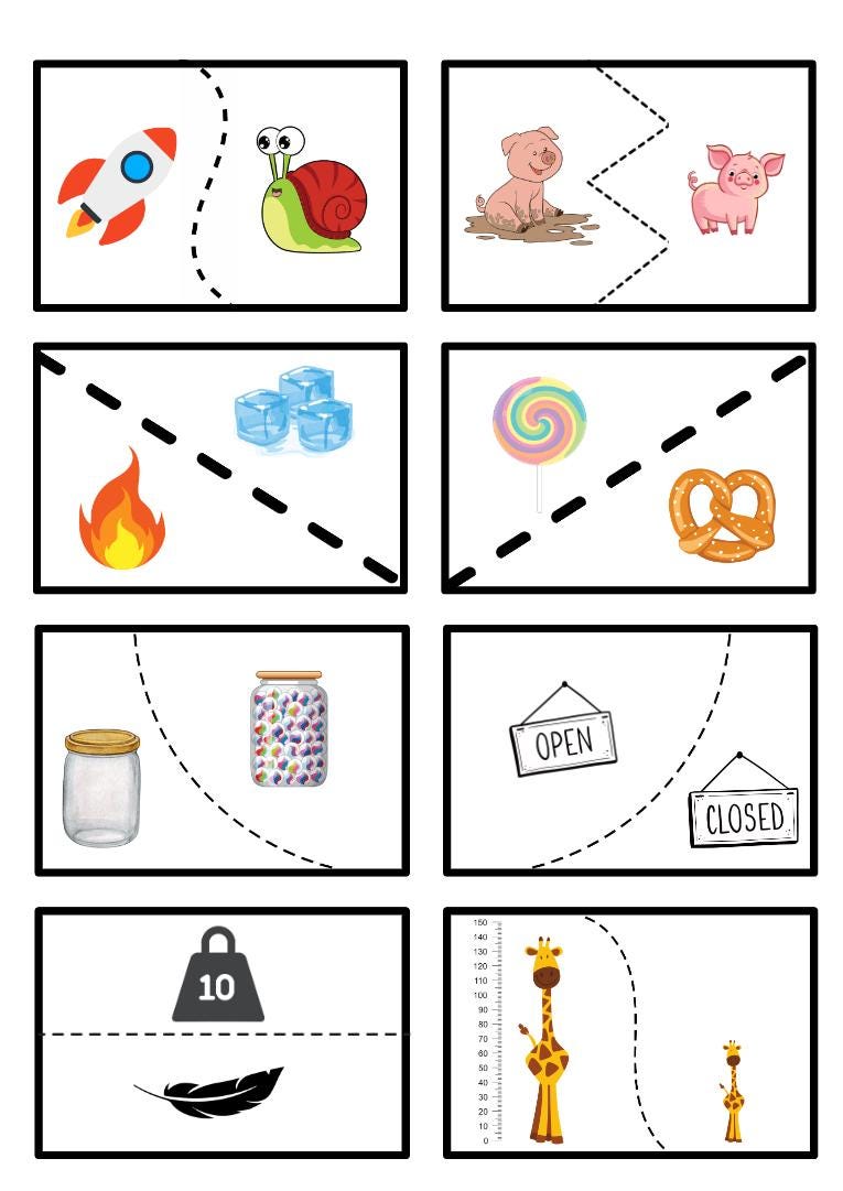 Opposites Pre K Printable Puzzle Preschool Opposite Activity Puzzle Pre ...