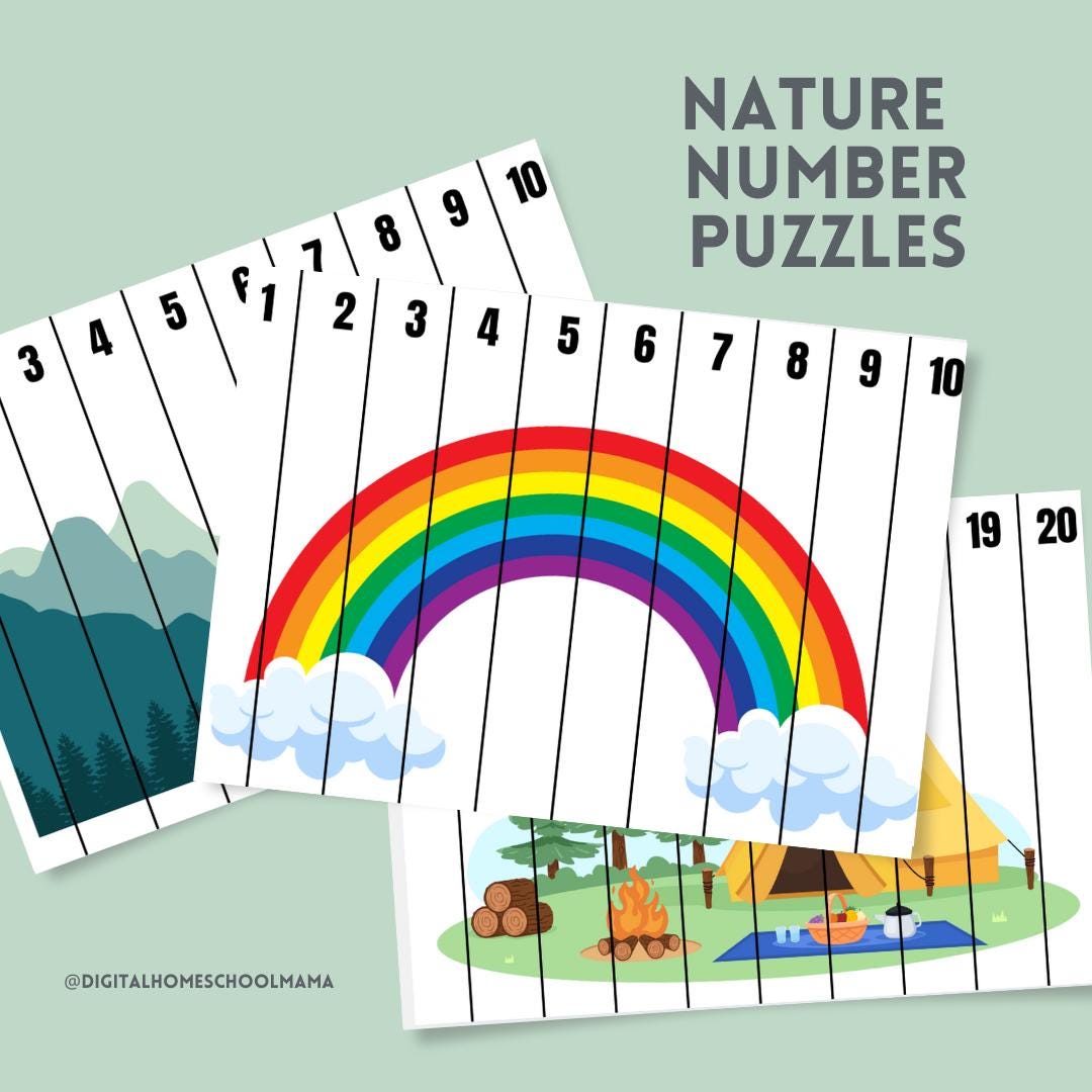 Number Puzzle Nature Prek Math Printable Preschool Activity Number ...