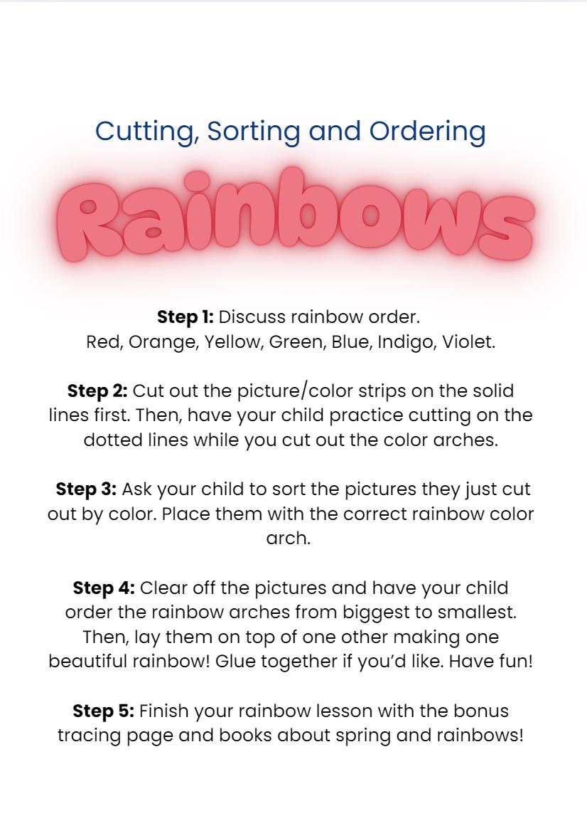 Preschool Spring Printable Sorting Ordering Rainbow Activity St ...