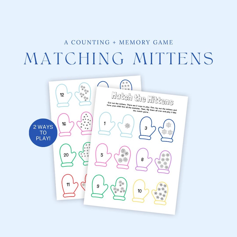 Matching Game Preschool Winter Printable Counting Game Printable Prek ...