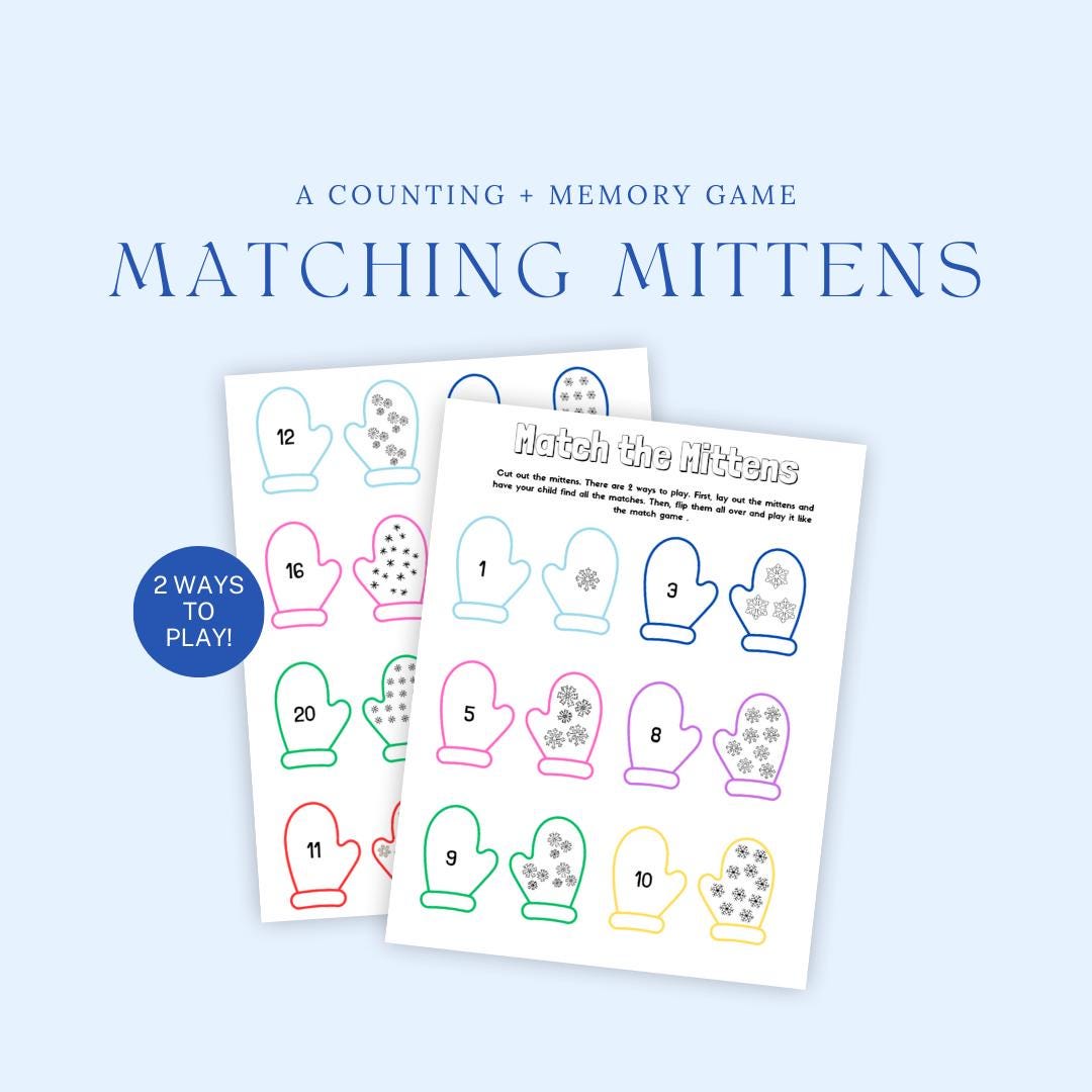 Matching Game Preschool Winter Printable Counting Game Printable Prek ...