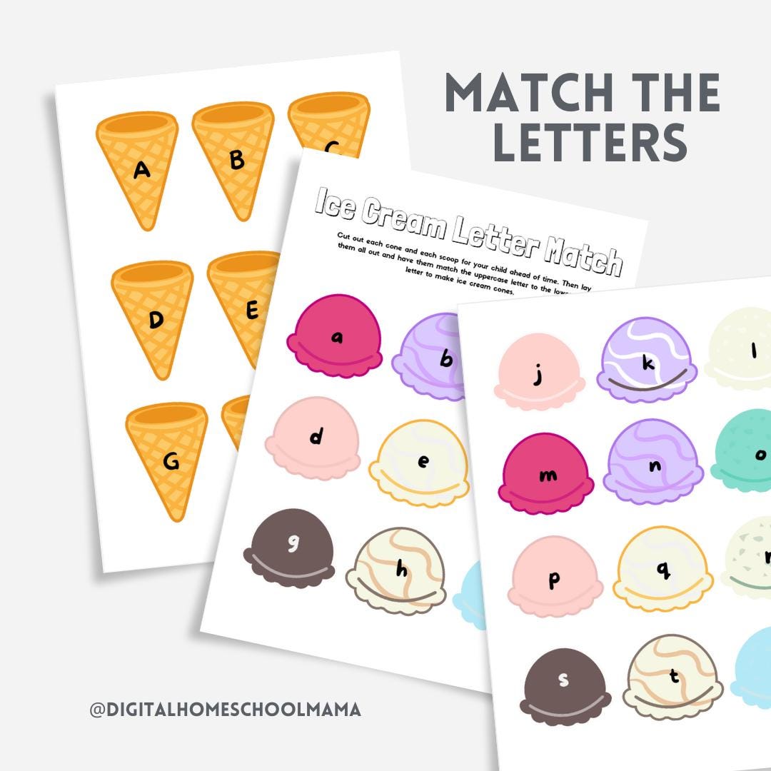 Letter Matching Upper and Lowercase Letter Pre K Printable Match the ...