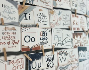 Cute ABC Bible Verse Card for Kids, A-Z Bible Verse Card, Bible Verse ...