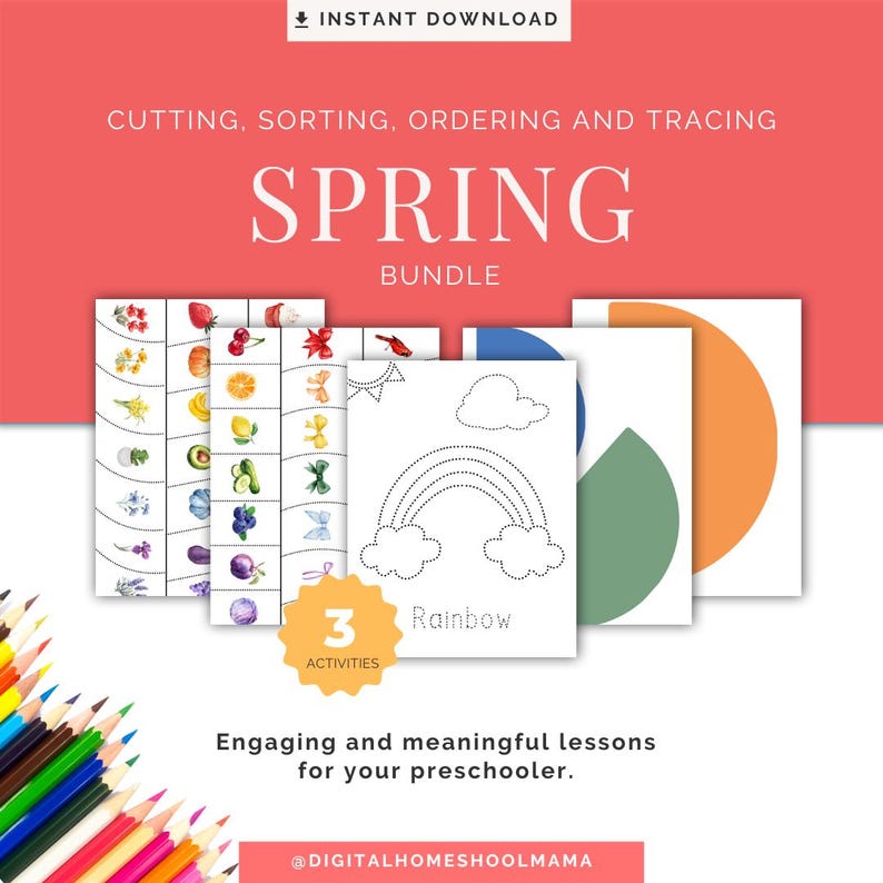 Preschool Spring Printable Sorting Ordering Rainbow Activity St ...