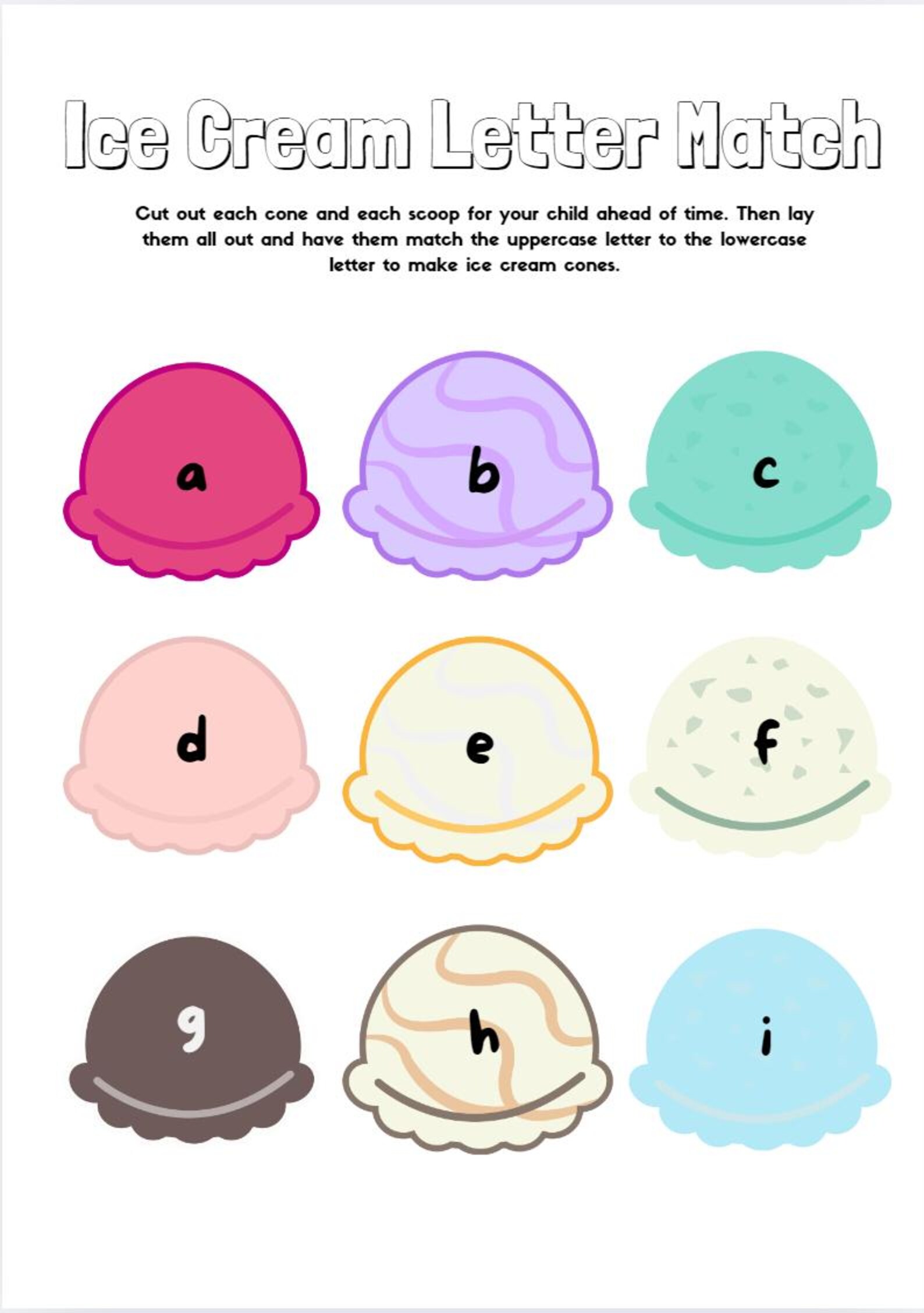 Letter Matching Upper and Lowercase Letter Pre K Printable Match the ...