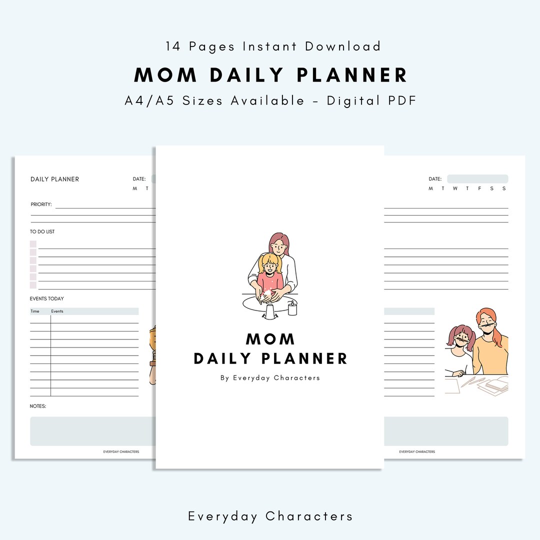 Mom Daily Planner, Digital Goodnotes Template, Daily to Do List for ...
