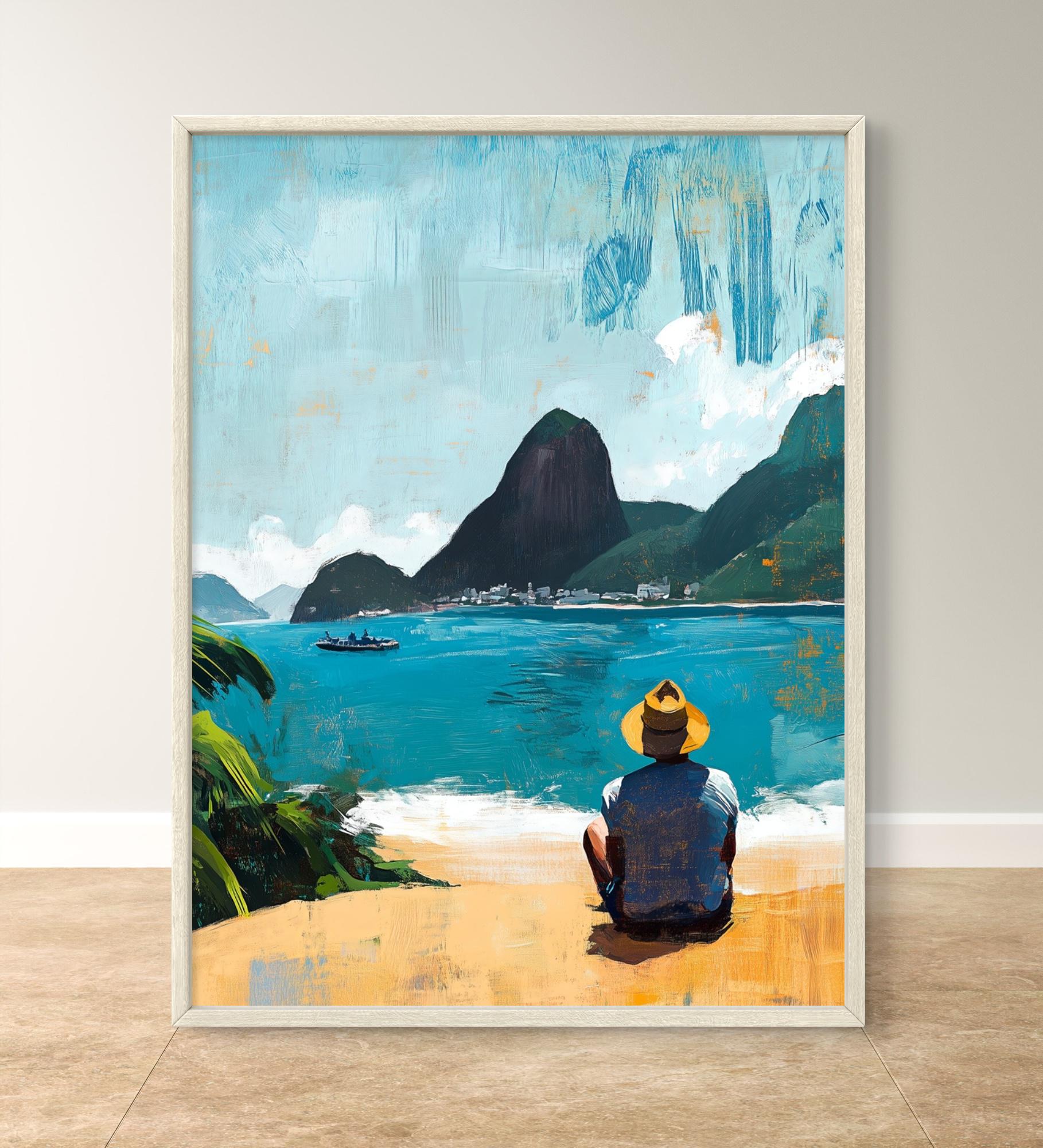 Rio De Janeiro, Brazil: Tropical Beach Scene Poster (digital Download ...