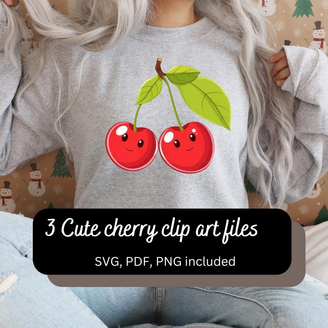 3-pack Cute Cherry Clipart – SVG, PNG, PDF for Cricut & Crafts! | 3 ...