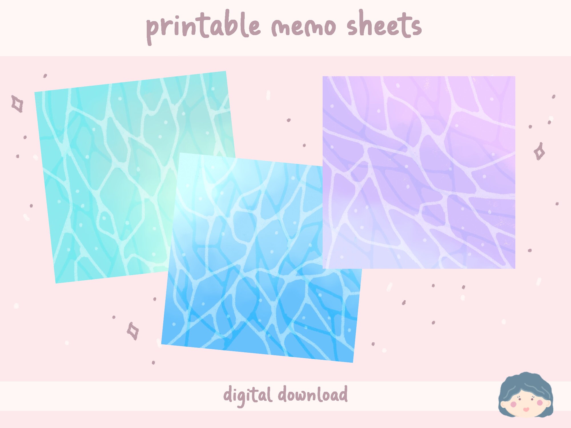 Printable Memo Pads Aesthetic Waves Ocean Water Vaporwave Memo Sheets ...
