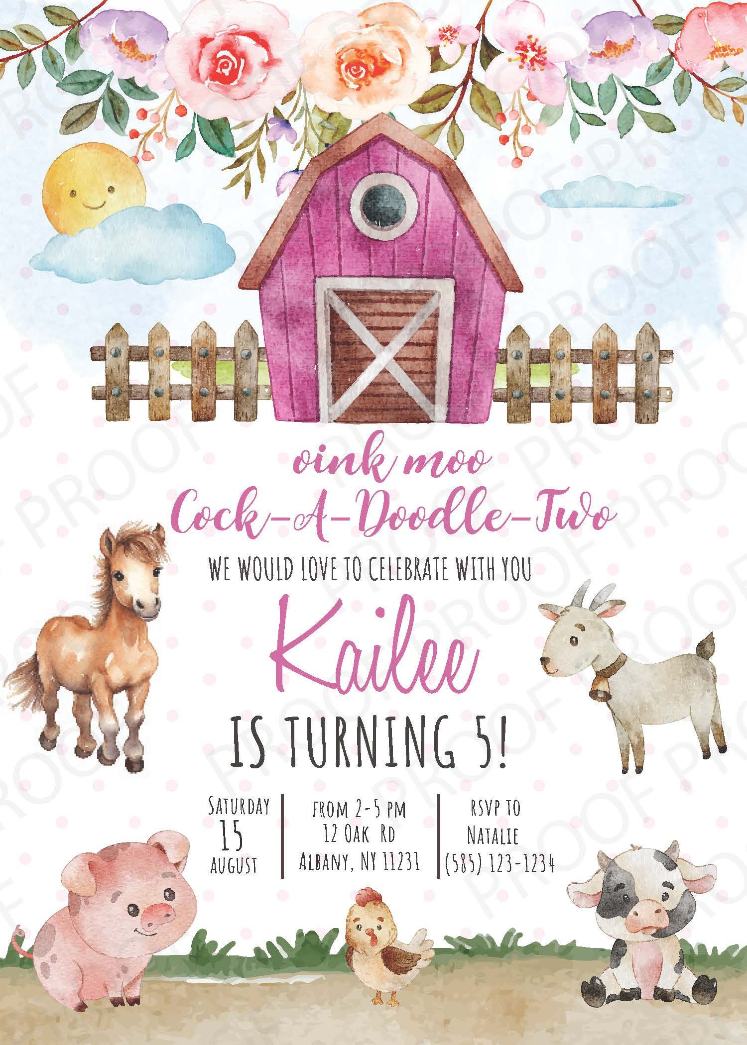 Farm Themed Kid Invitation - Etsy