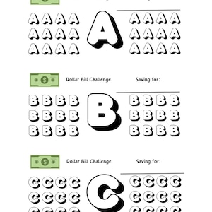 A-L Dollar Bill Savings Challenge - Etsy