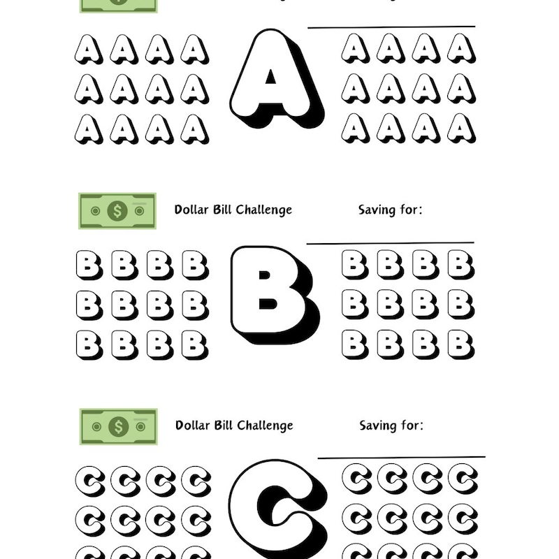 Buck Saving Challenges - Etsy
