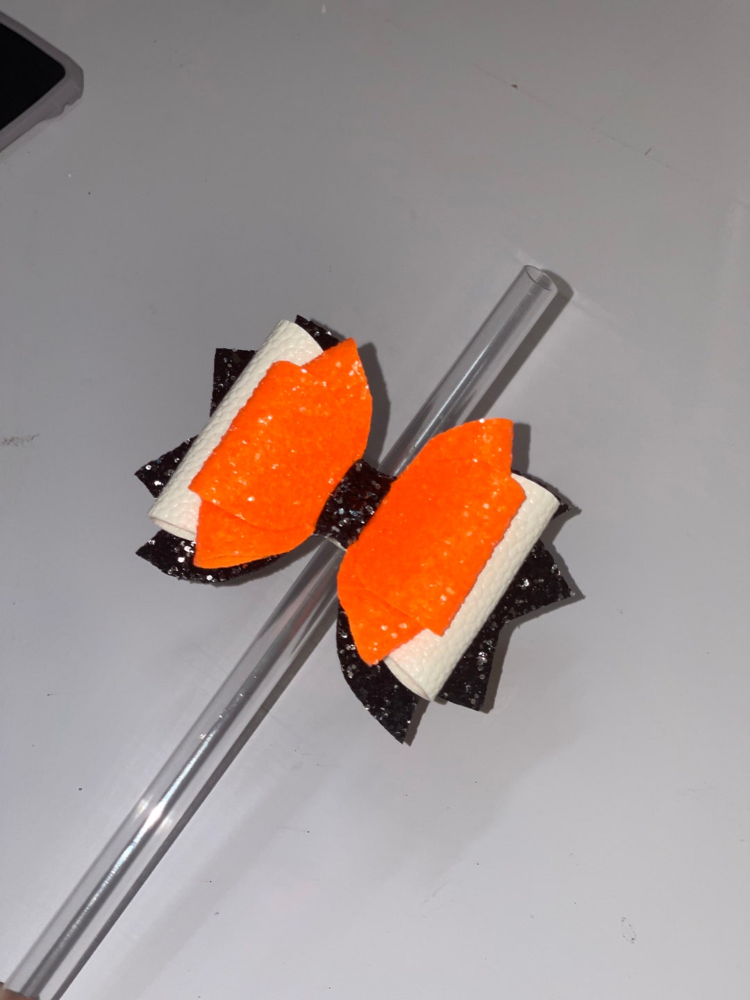 Custom Straw Bow Topper Neon Orange - Etsy