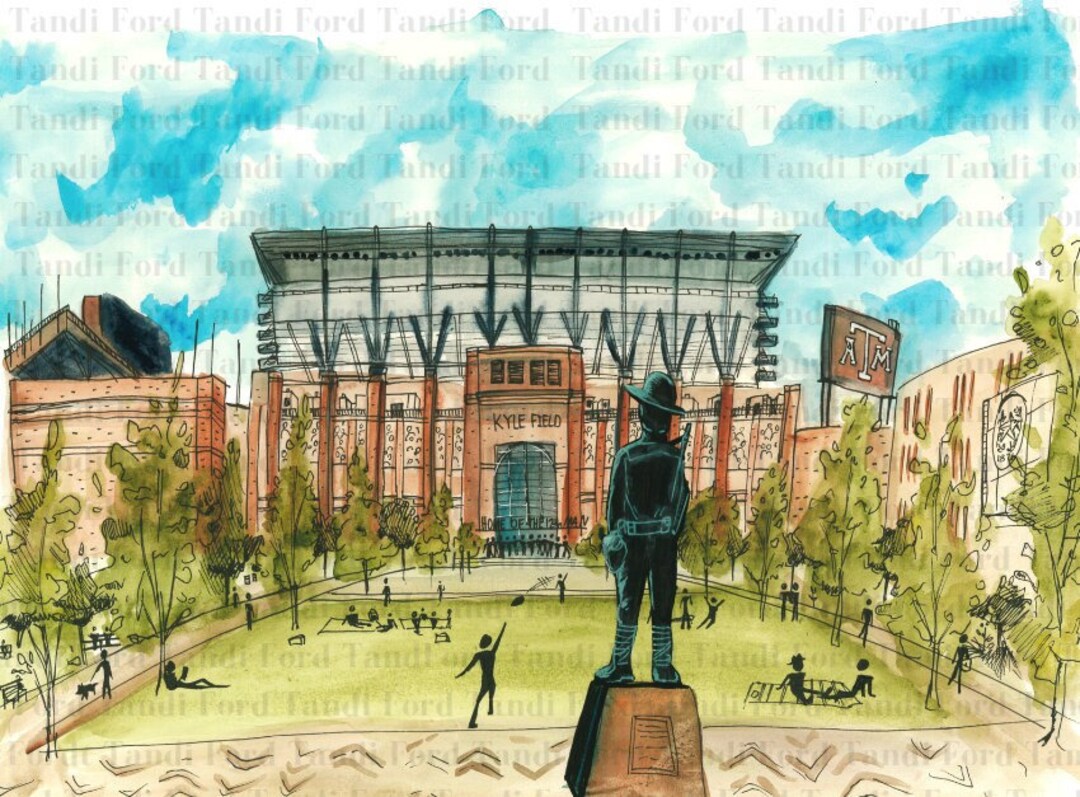 Kyle Field Watercolor Print Aggie Wall Decor - Etsy
