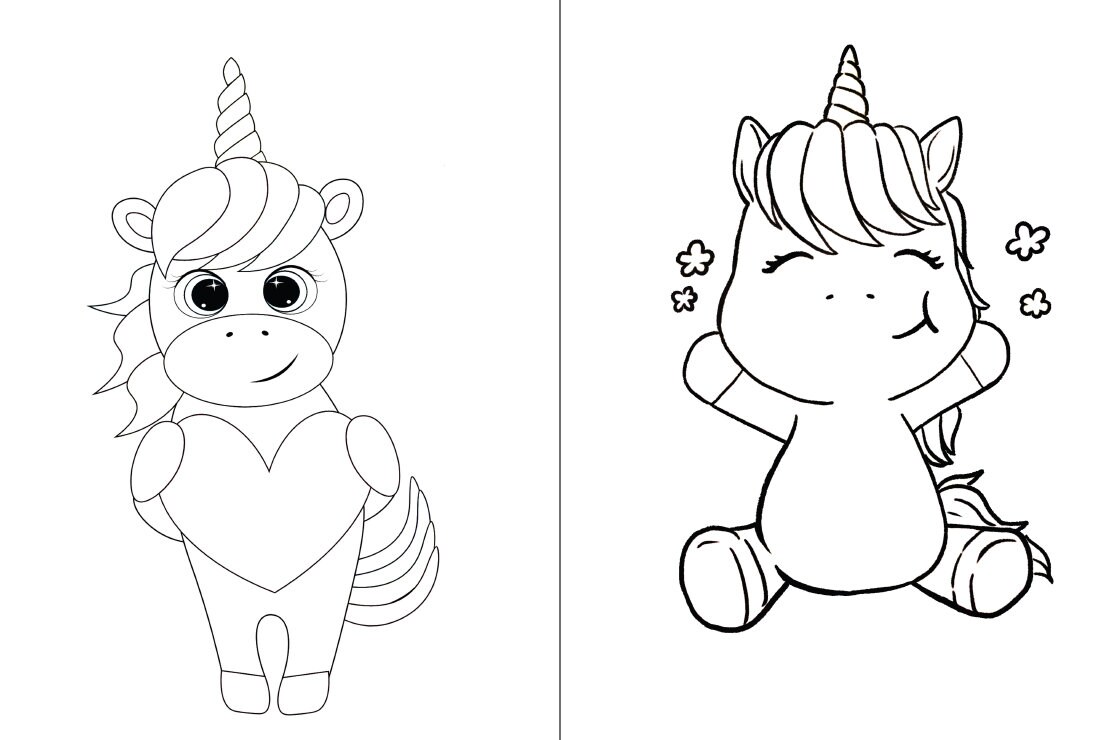 Malebog Med Enhjørning Mal-selv Og Print-selv 11 Tegninger Til at Male ...