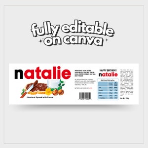 Custom Personalized Nutella Labels Hazelnut Spread Label Fully ...