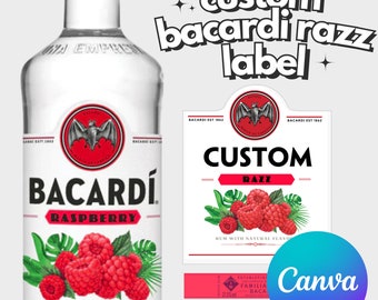 Personalized Printable Bacardi Rum Bottle Label Canva Template Own Name ...
