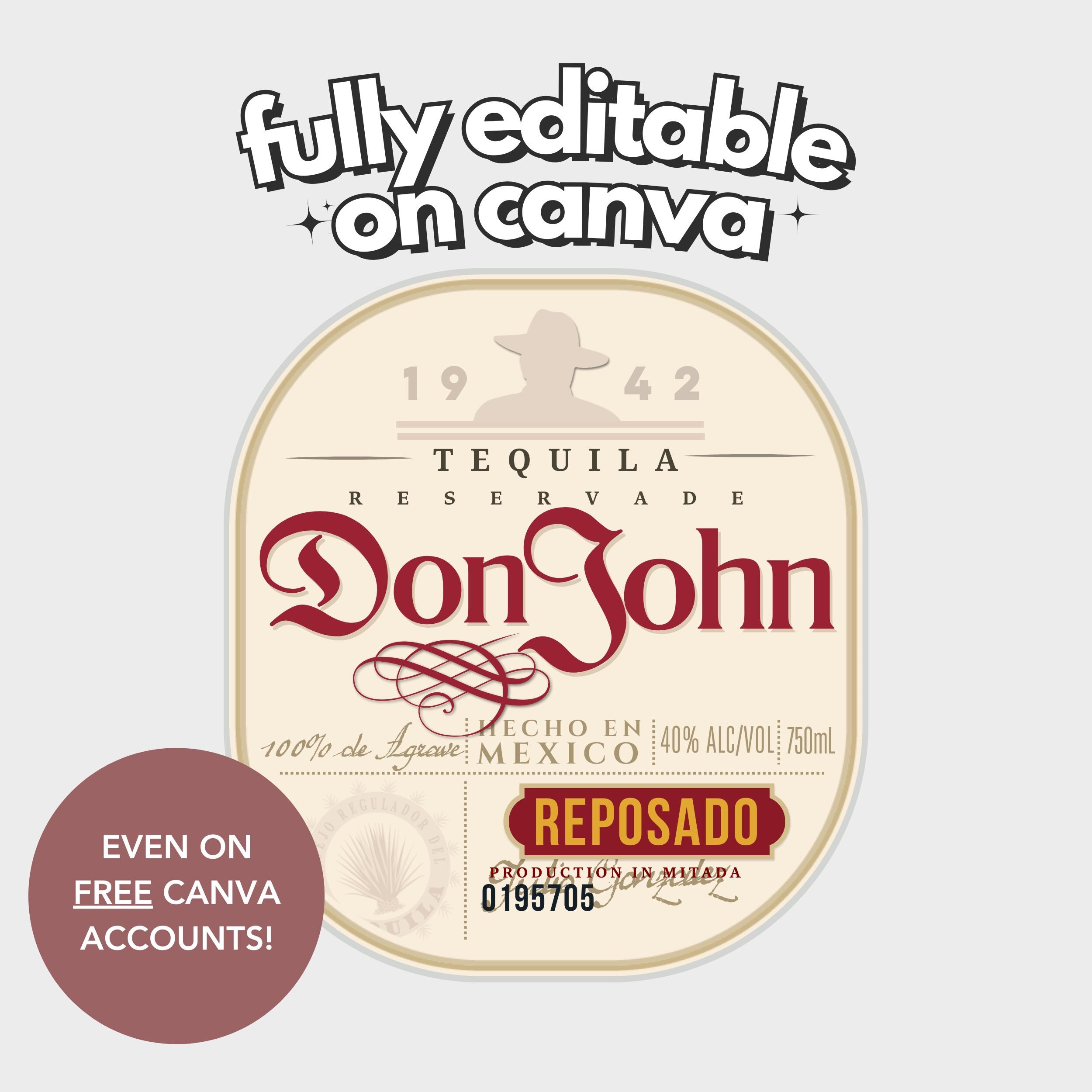 Don Tequila Label Canva Template Personalized Custom Digital Download ...
