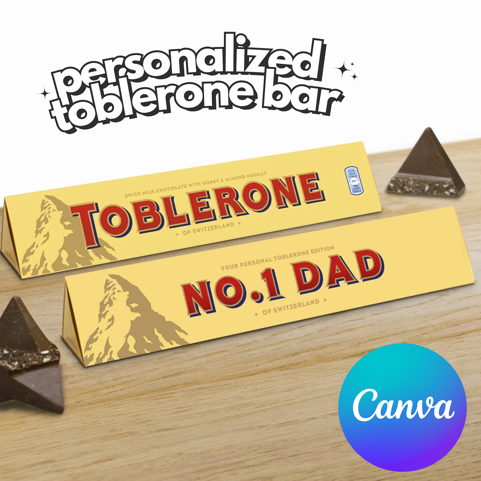 Custom Personalized Printable Toblerone Bar Box Label | Canva Template ...