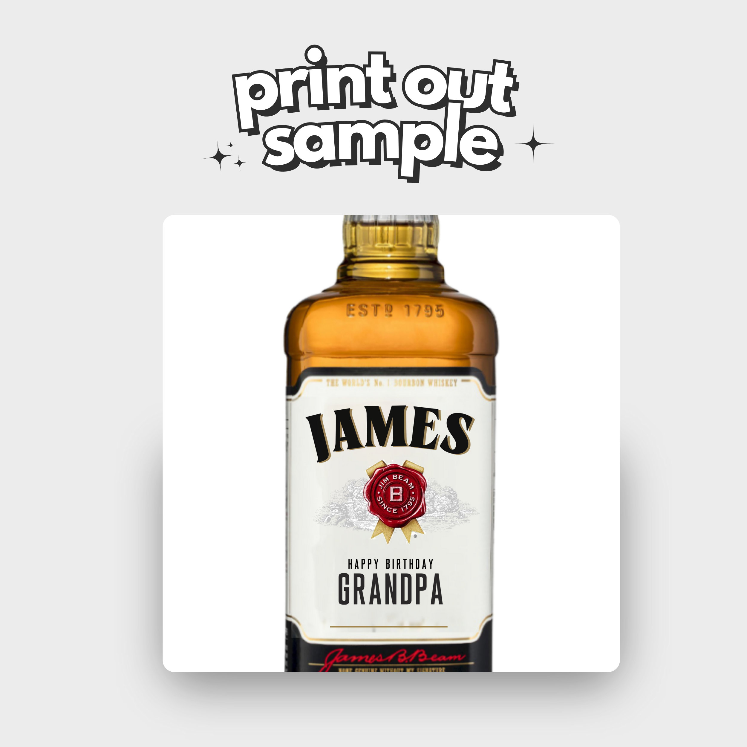 Personalized Custom Jim Bourbon Beam Whiskey Label Digital Download ...