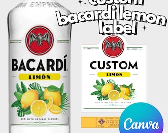 Personalized Printable Bacardi Rum Bottle Label Canva Template Own Name ...