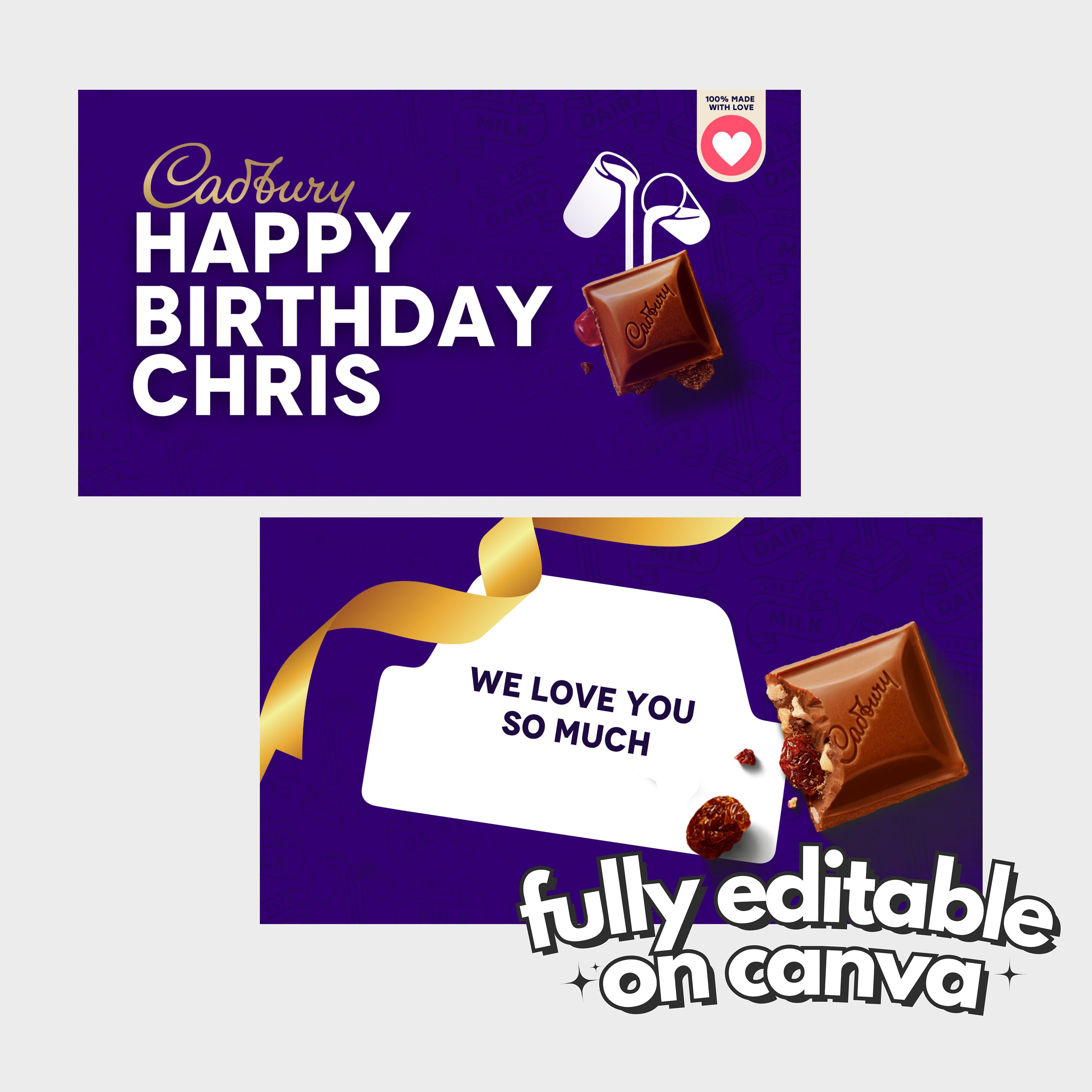 Personalized Custom Cadbury Dairy Milk Chocolate Bar With Wrapper ...