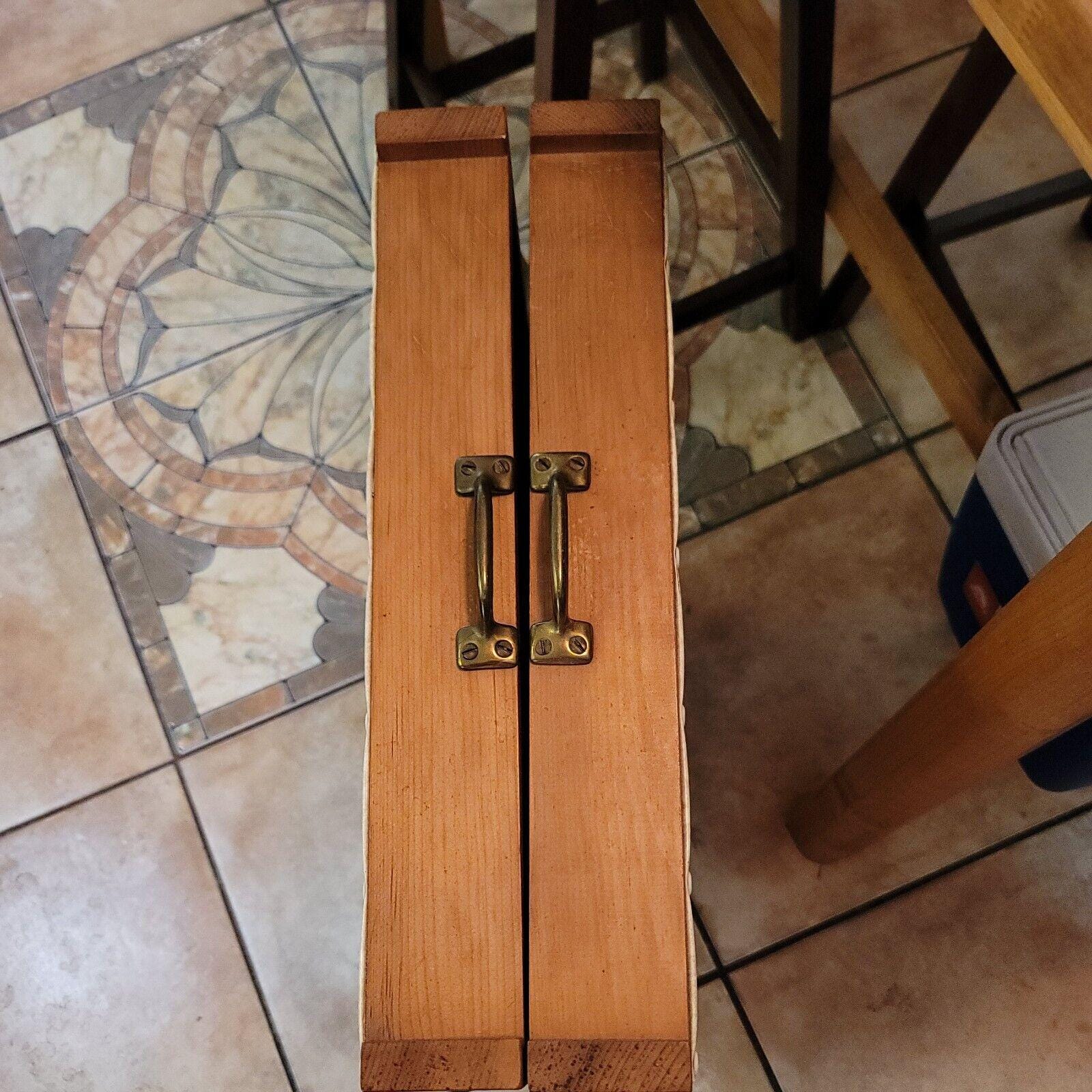 Vintage Portable Wood Folding Sewing Spool Bobbin Thread Cabinet Case ...