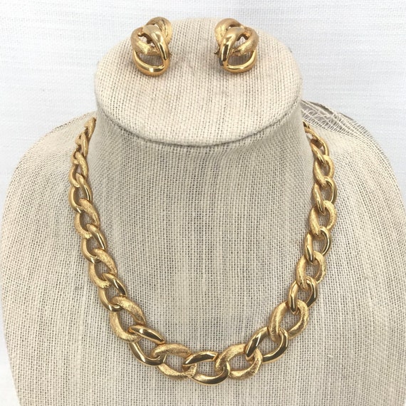 Napier 2 Pc. VINTAGE Set Gold-Tone Plated Double Link… - Gem