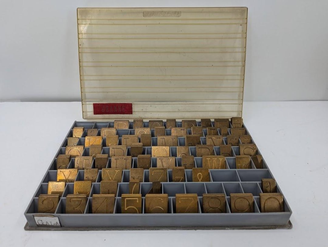Gravograph Miscellaneous BRASS Letters Typeset Printer 1 1/4" Tall 3.75 ...