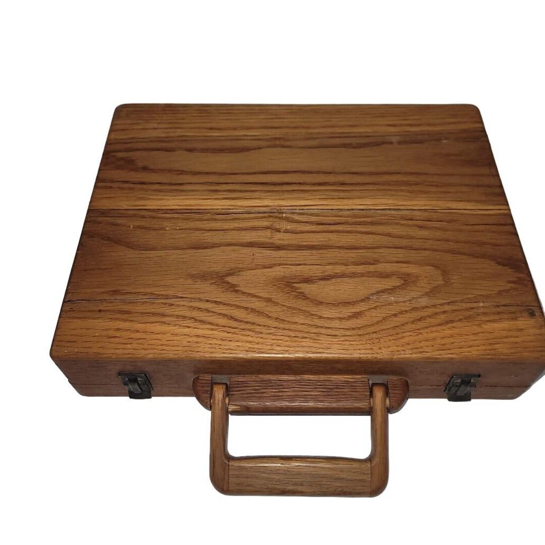 Vintage Mid Century Wood Captain Briefcase Attaché Case MCM Snap Catch ...