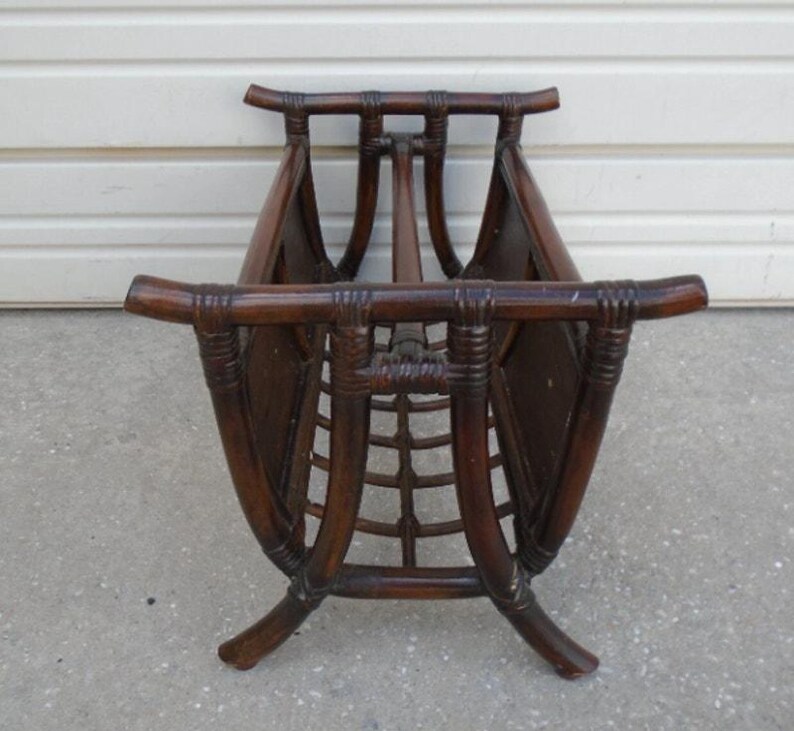 Bamboo Reed Magazine Rack Newspaper Caddy West Indies Tropical Rattan ...