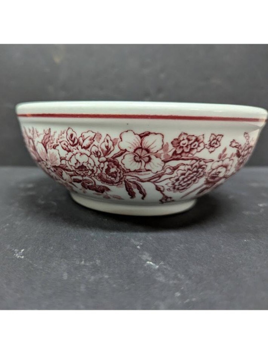 Vintage Shenango China Restaurant Ware Bowl Red Floral Transferware ...
