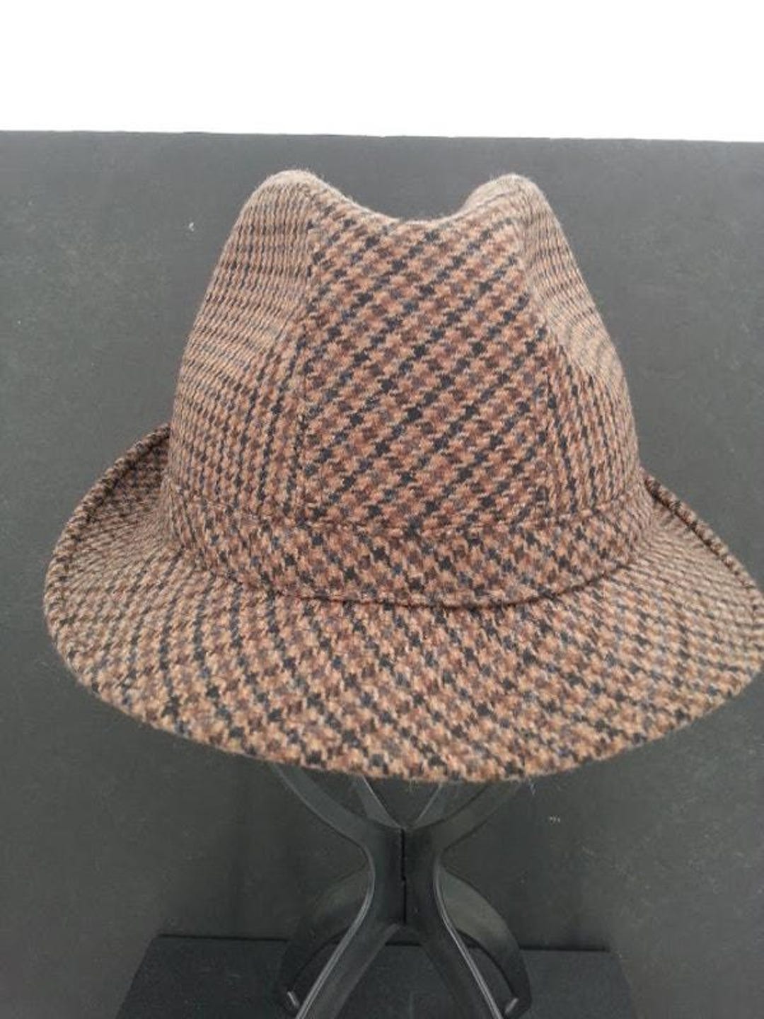 A. Adams & Spire Wool Fedora Hat Italian TG.M Country Gentleman Plaid ...