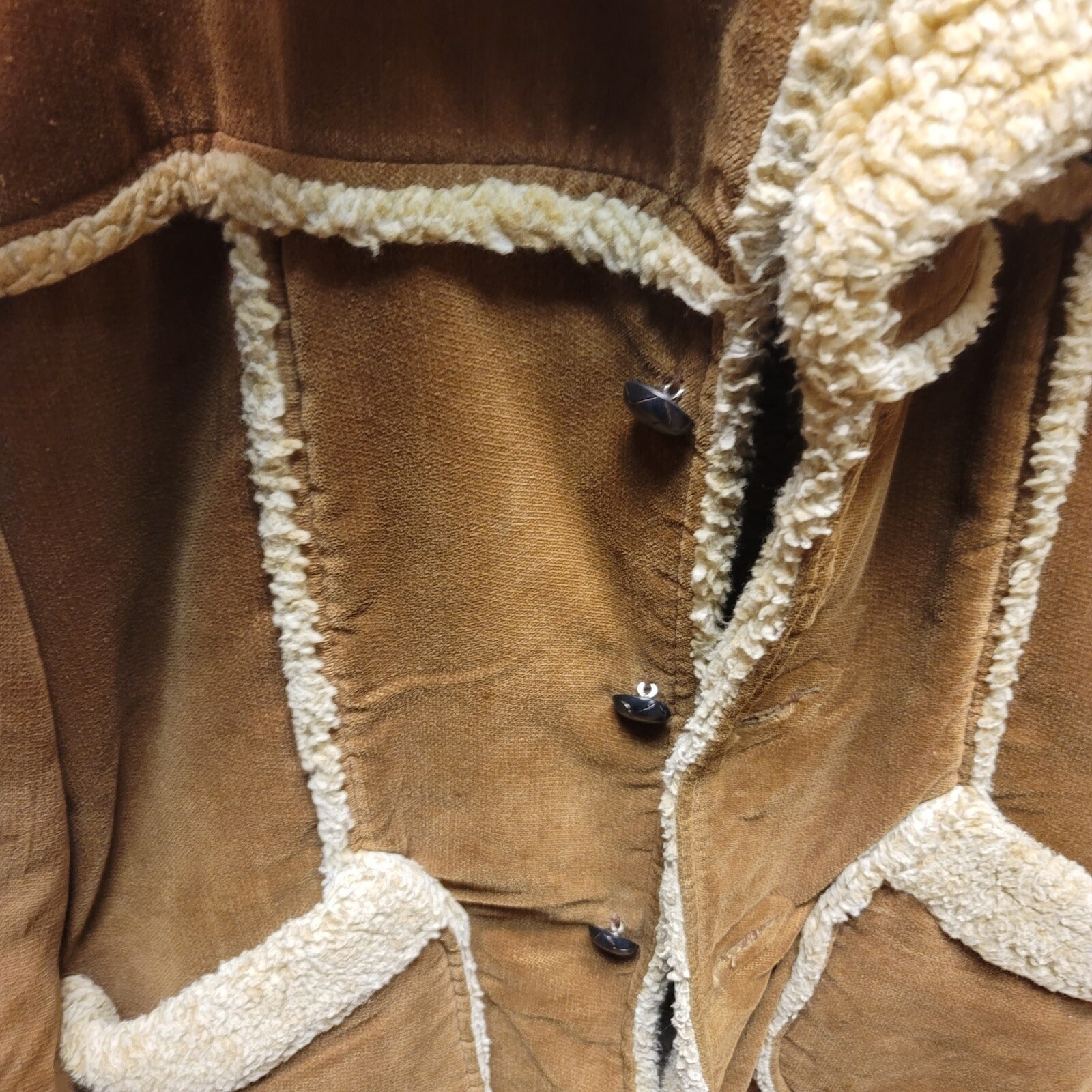 Vintage Anderson Little Brown Cream RANCHER Faux Sherpa Fleece Lined ...